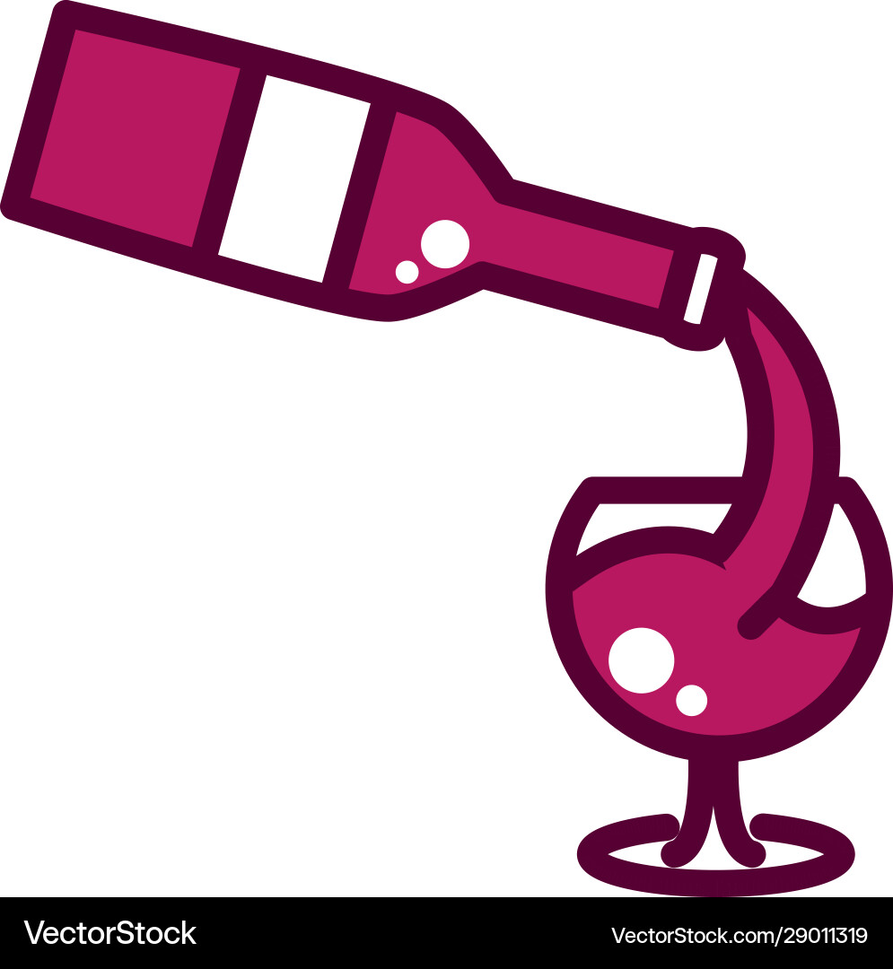Bottle pouring wine glass celebration drink Vector Image