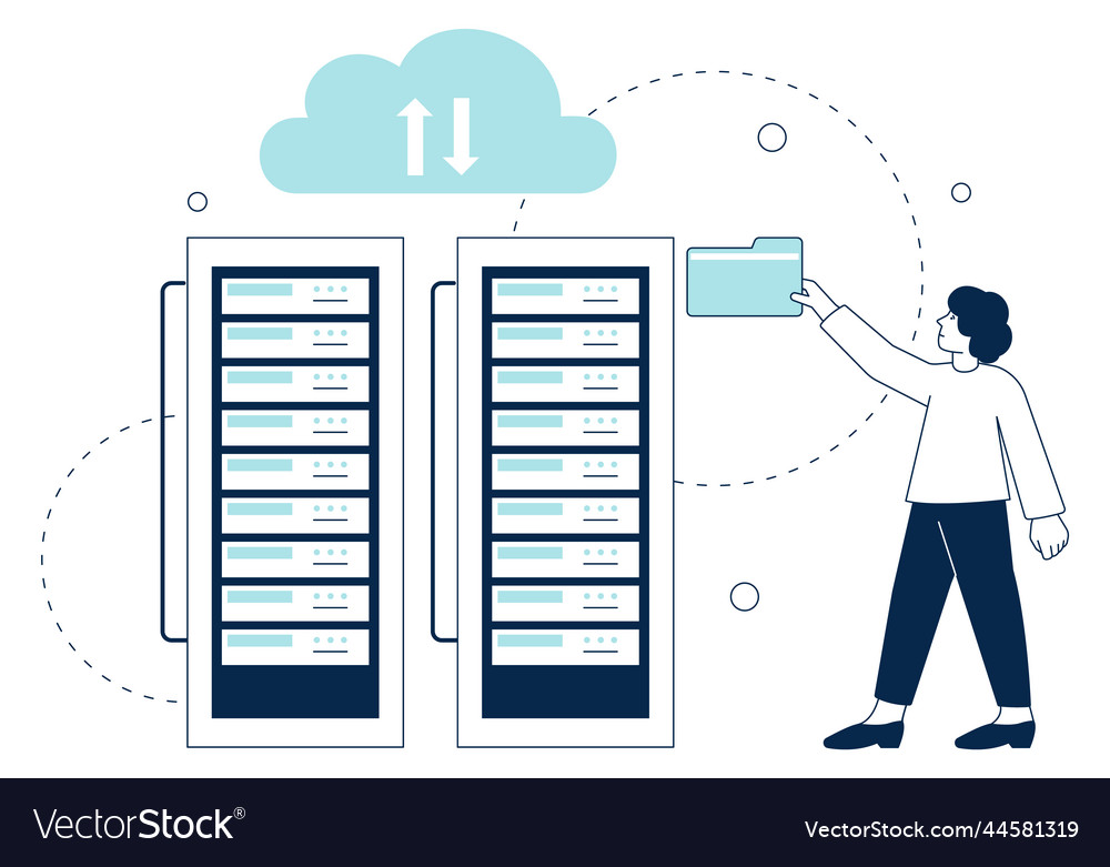 Cloud backup for data storage file document Vector Image