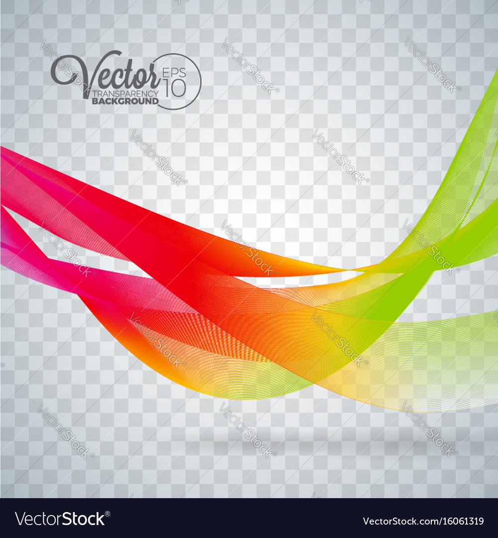 Elegant flowing color wave design on transparent Vector Image
