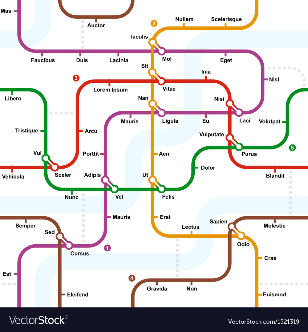 Fictional metro map seamless pattern Royalty Free Vector