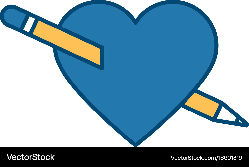 Pencil crossed in heart Royalty Free Vector Image