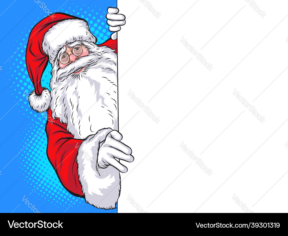 Santa claus peeking Royalty Free Vector Image - VectorStock