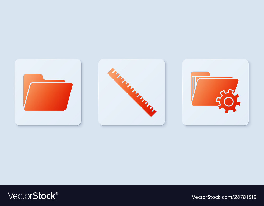 Set ruler document folder and folder settings Vector Image