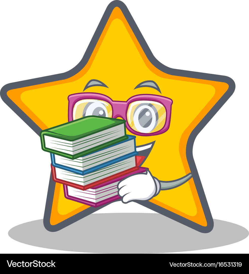Student with book star character cartoon style Vector Image