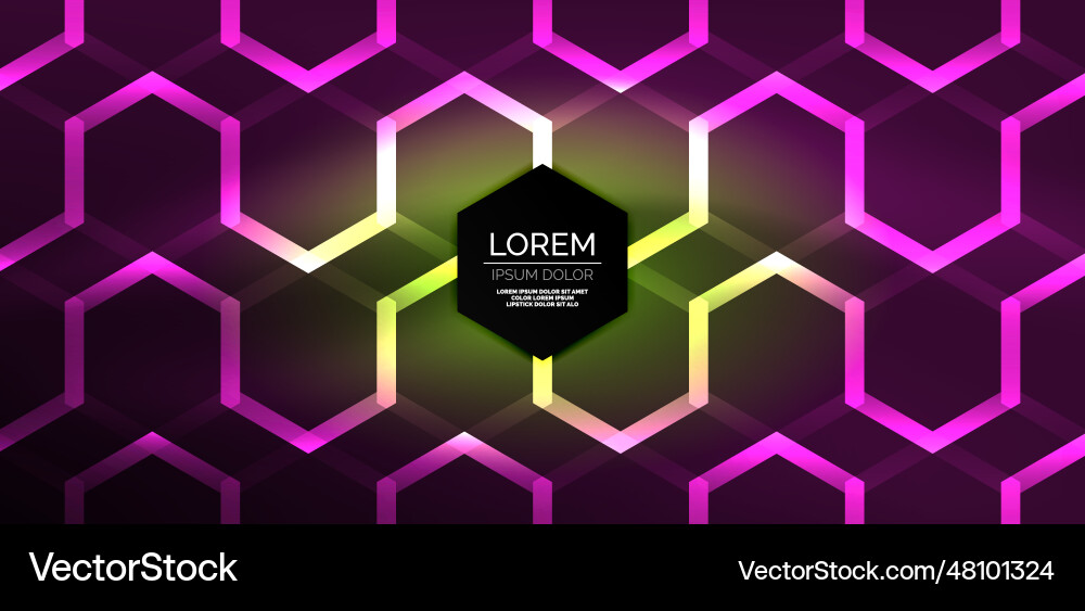 Abstract background techno neon hexagons hi-tech Vector Image
