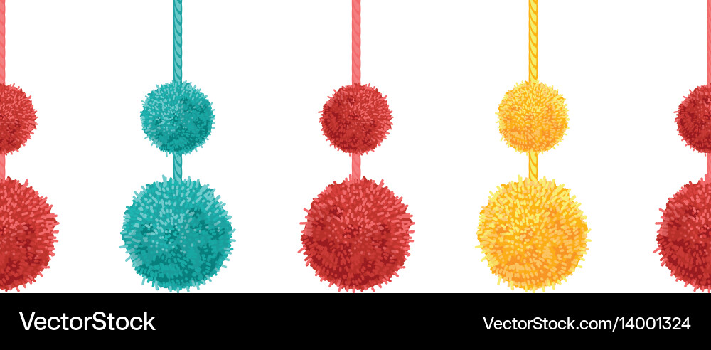 Colorful decorative double pompoms big and Vector Image