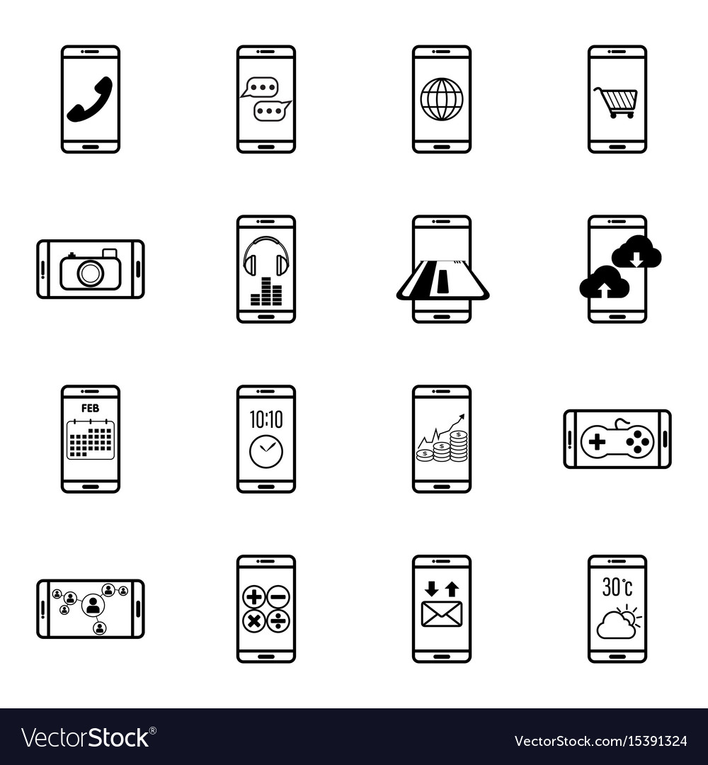 Set of mobile function line icon Royalty Free Vector Image
