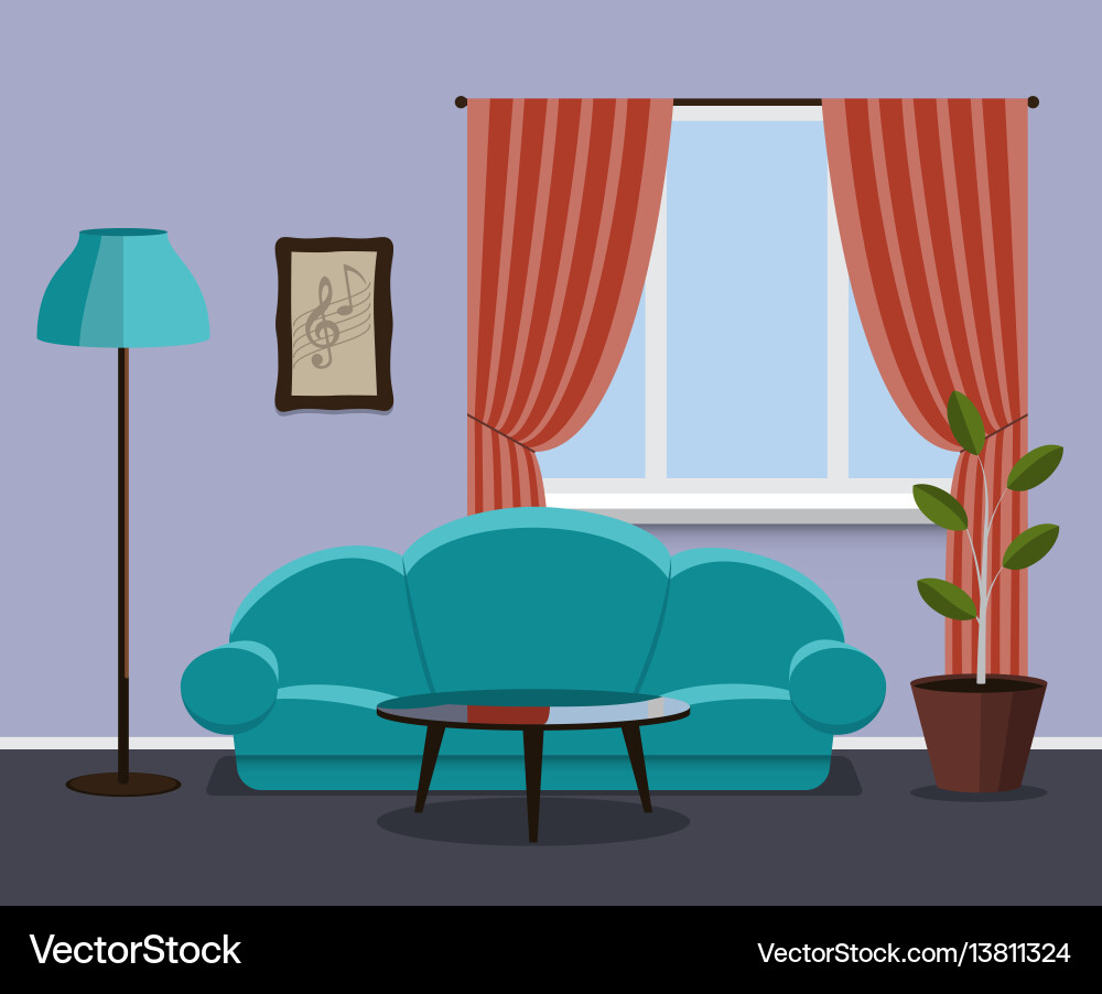 Vintage style living room Royalty Free Vector Image