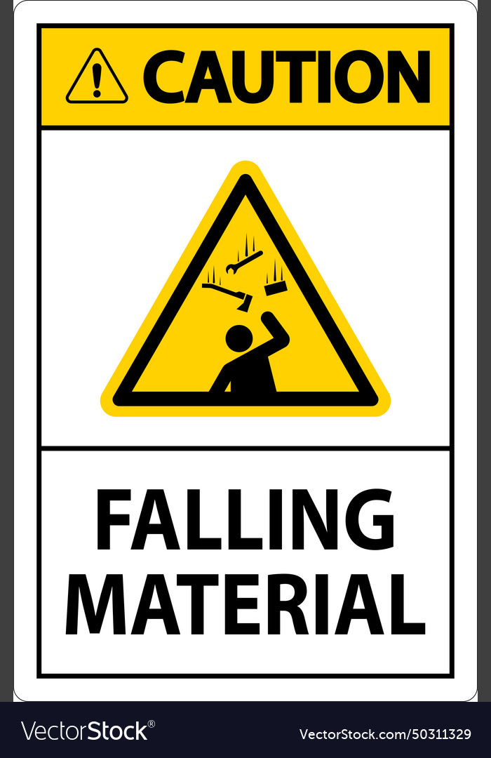 Caution sign falling material Royalty Free Vector Image