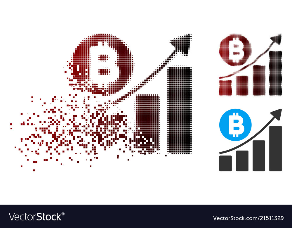 Decomposed pixel halftone bitcoin bar chart trend Vector Image Decomposed pixel halftone bitcoin bar chart trend Vector Image