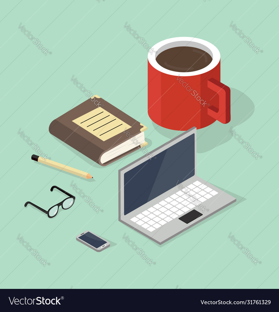 E-learning isometric style concept Royalty Free Vector Image
