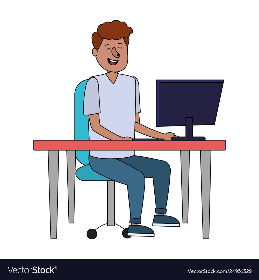 Man using technology device Royalty Free Vector Image