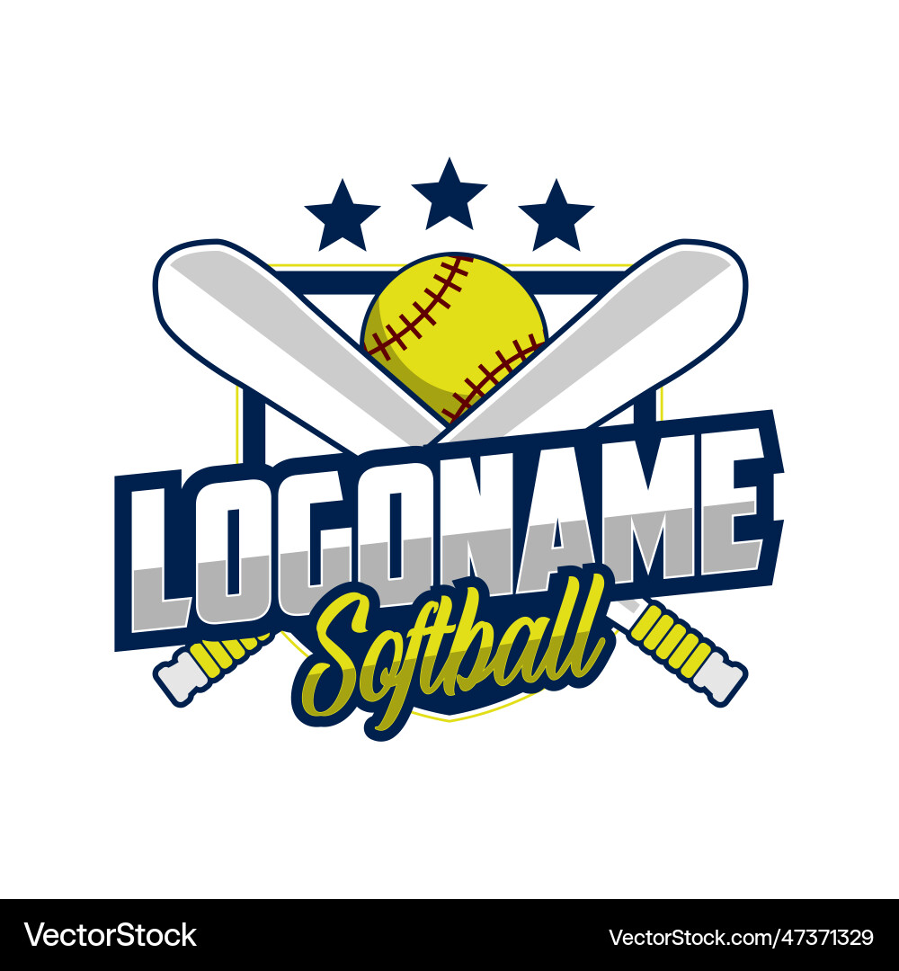 Softball club logo badge Royalty Free Vector Image