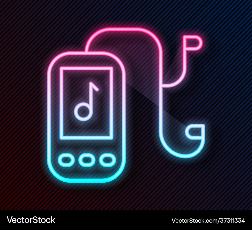 Glowing neon line music player icon isolated Vector Image