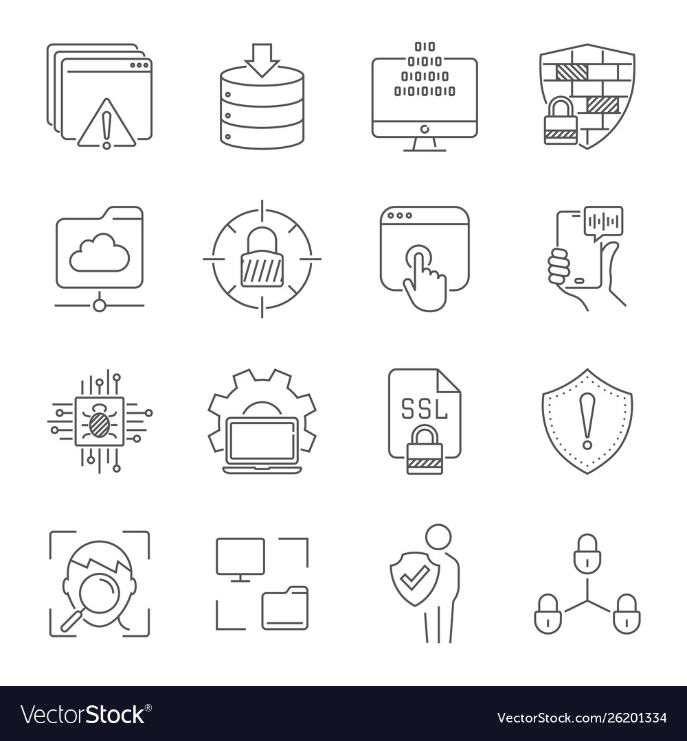 Linear internet icons set universal internet icon Vector Image