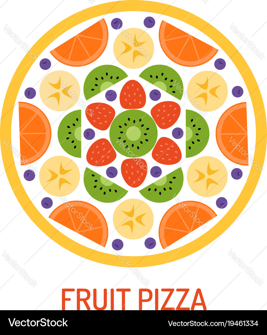 Tasty fruit pizza Royalty Free Vector Image - VectorStock