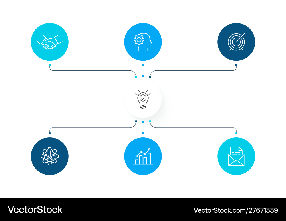 Flowchart infographic template with 6 steps or Vector Image