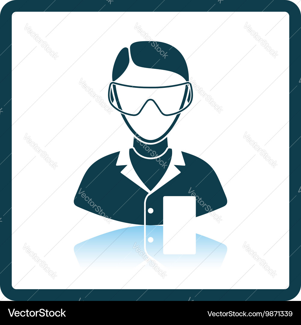 Icon of chemist in eyewear Royalty Free Vector Image