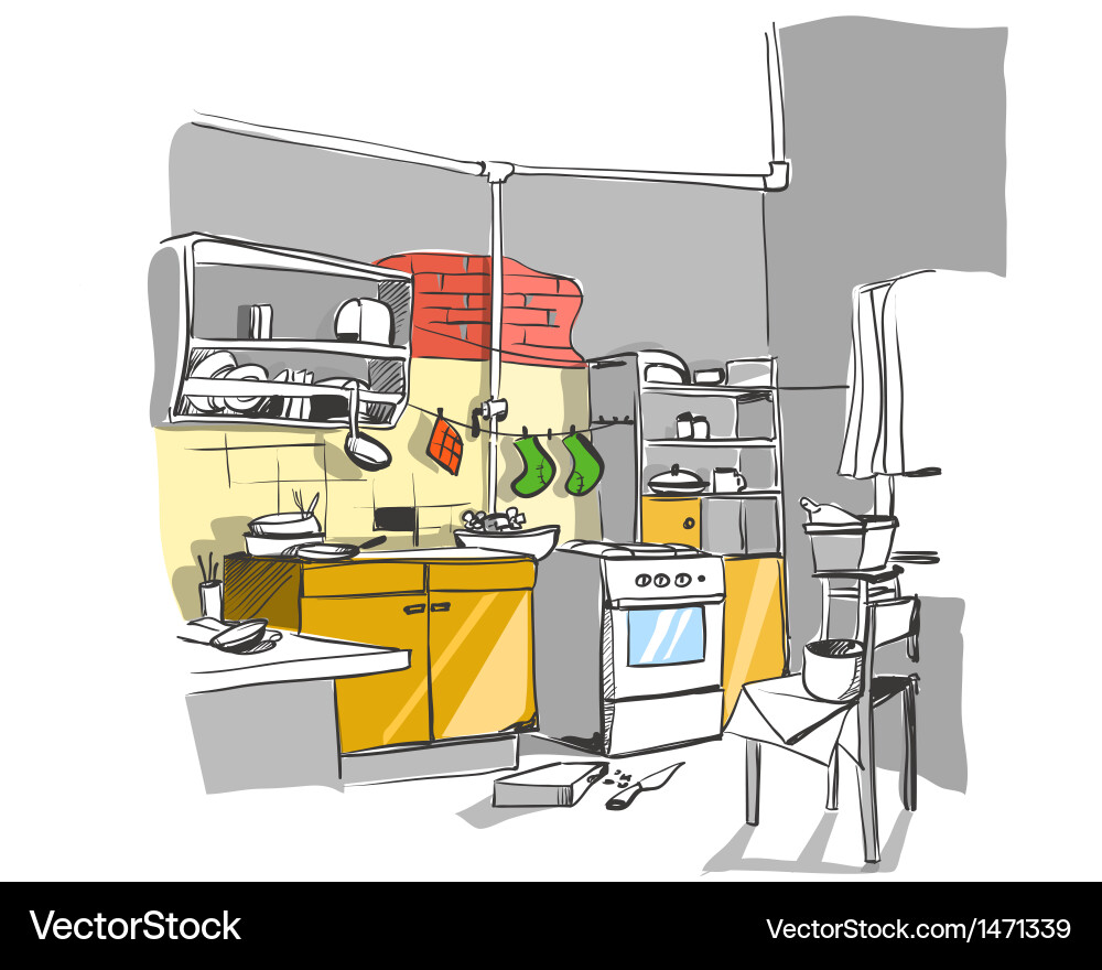 Kitchen sketch Royalty Free Vector Image - VectorStock