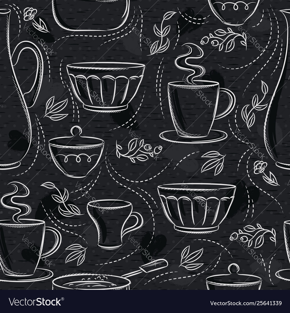 Seamless patterns with different tableware Vector Image