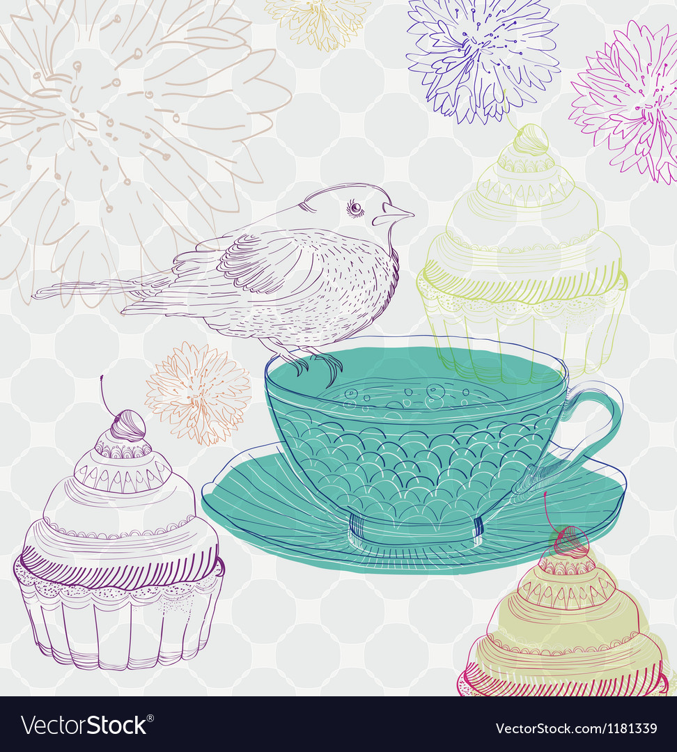 Tea time Royalty Free Vector Image - VectorStock