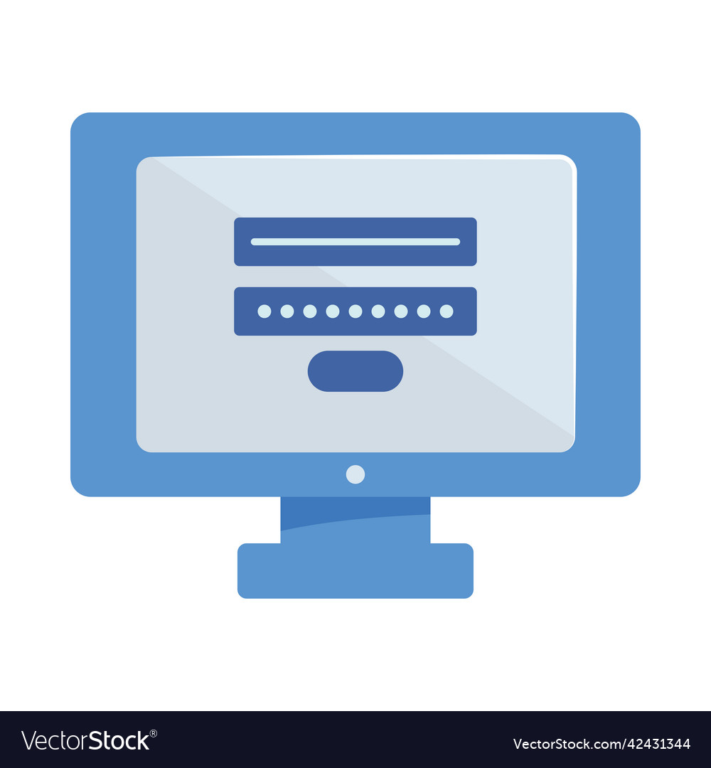 Computer with security password Royalty Free Vector Image