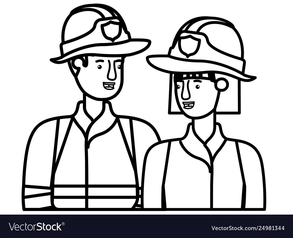 Couple firefighters avatar character Royalty Free Vector