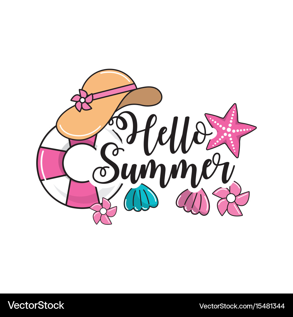 Float with hat and starfish shells Royalty Free Vector Image
