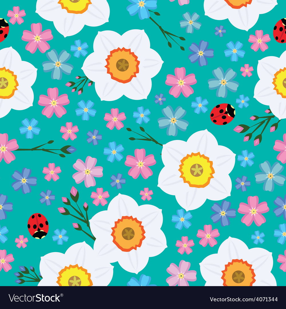 Floral spring seamless background Royalty Free Vector Image