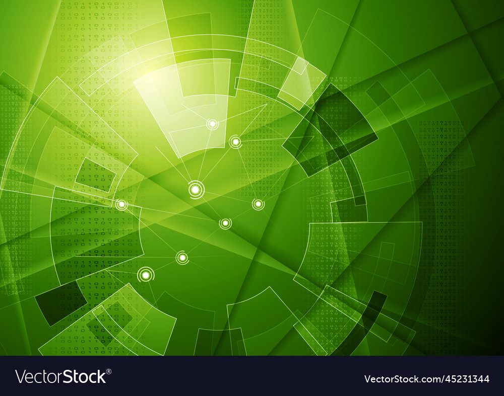 Green tech geometric technology background Vector Image