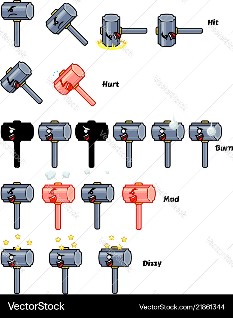 Hammer game sprites Royalty Free Vector Image - VectorStock