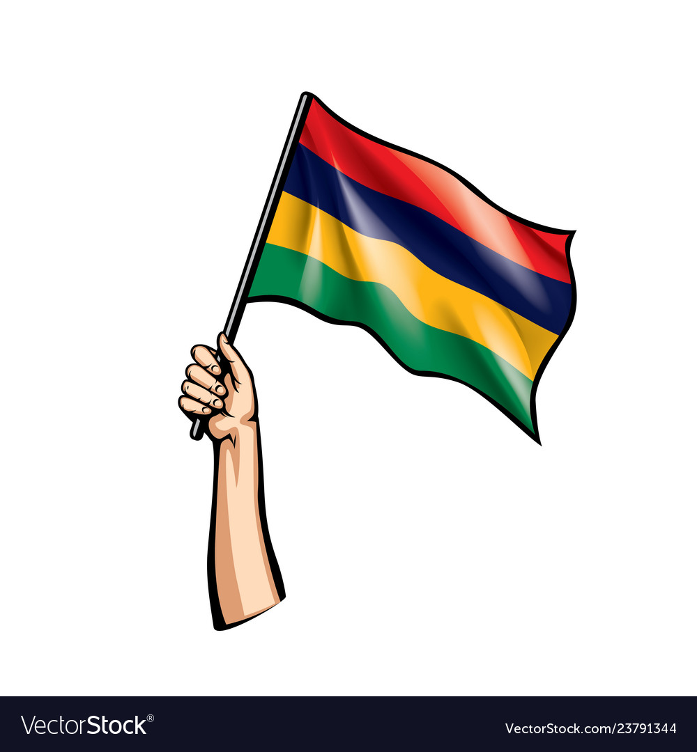 Mauritius flag and hand on white background Vector Image Mauritius flag and hand on white background Vector Image