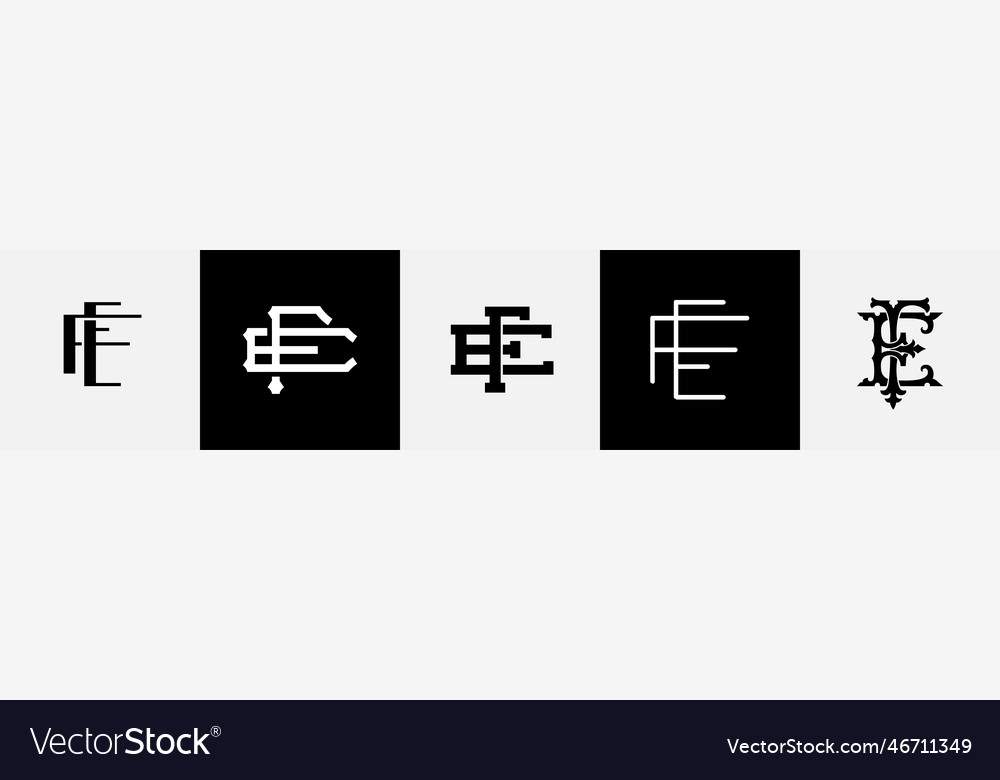 Initial letters fe monogram logo design bundle Vector Image