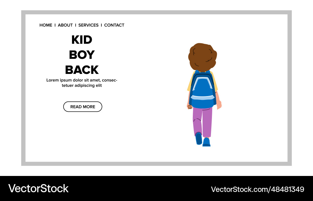Little kid boyy back Royalty Free Vector Image