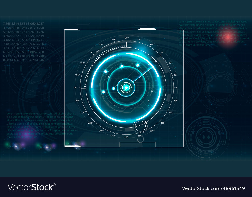 Sci-fi radar dashboard management Royalty Free Vector Image