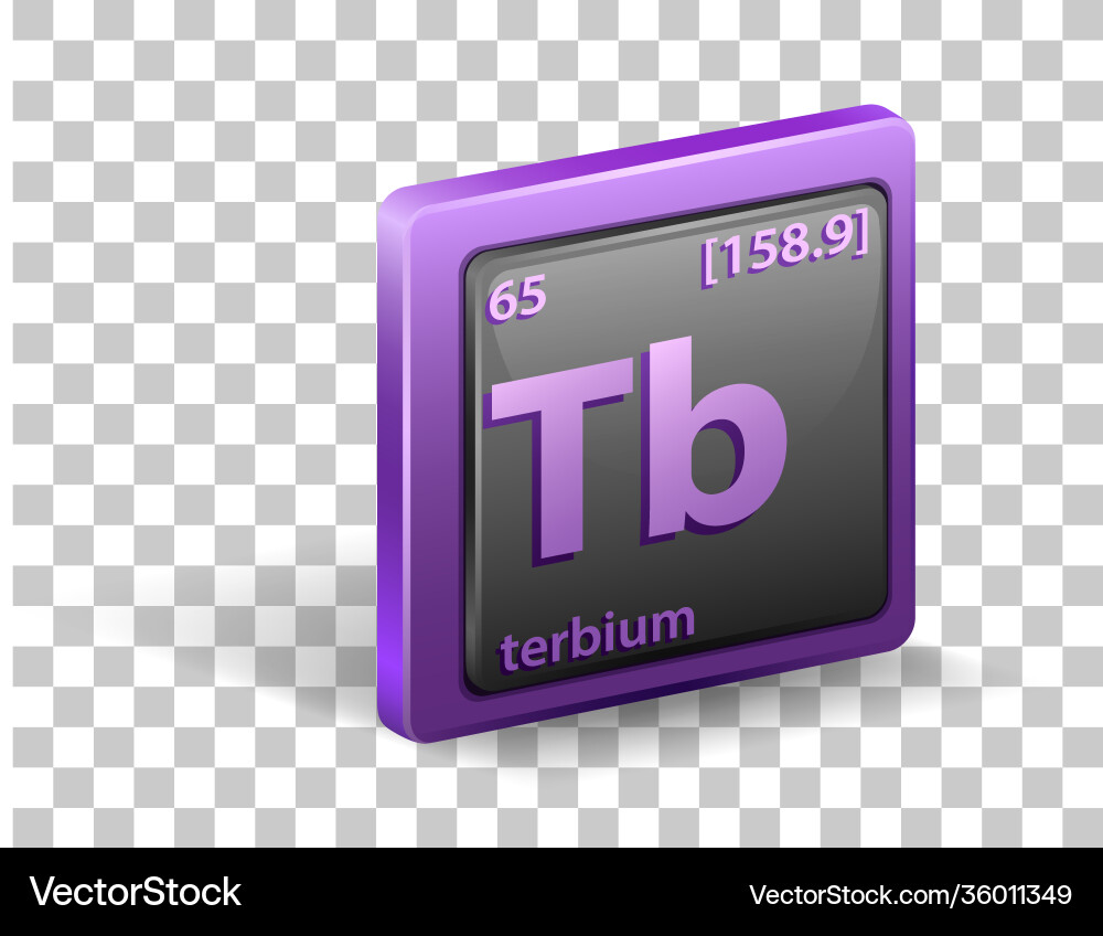 Terbium chemical element chemical symbol Vector Image