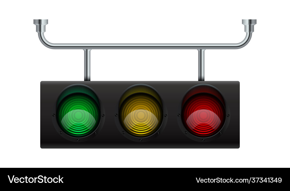 Traffic light realistic city stoplight 3d Vector Image