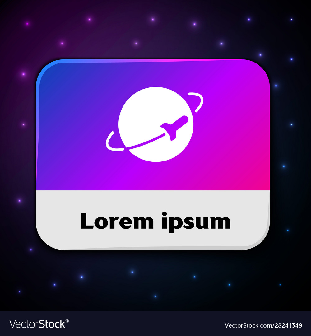 White planet icon isolated on black background Vector Image