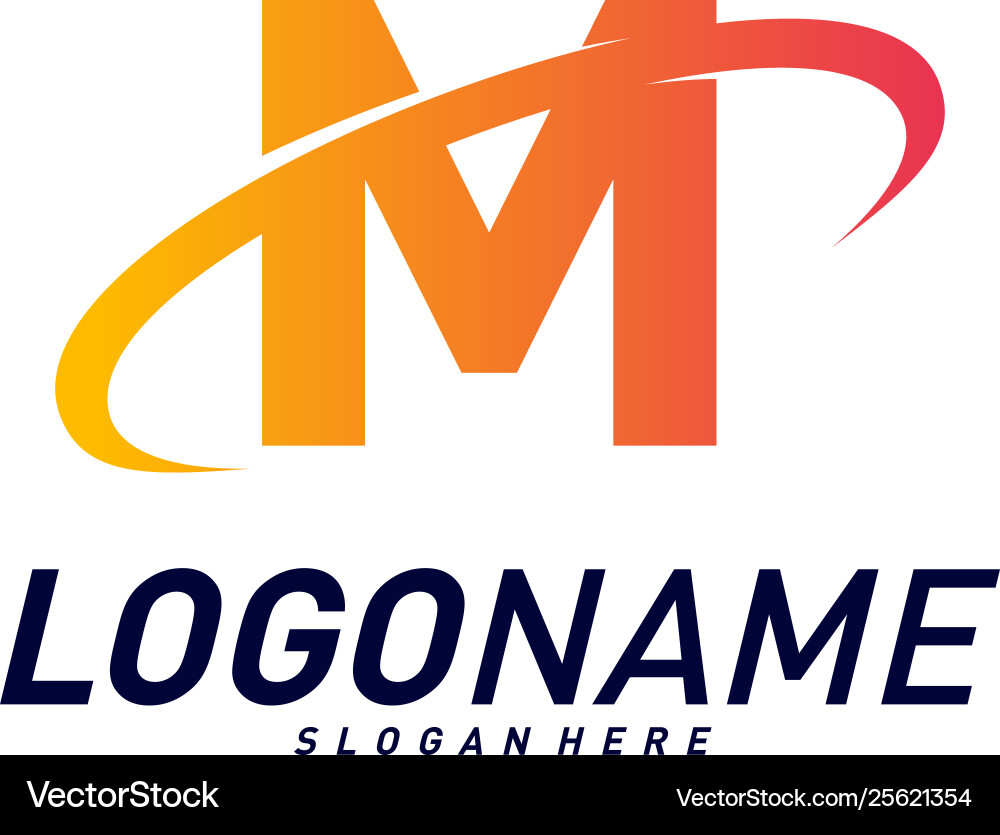 Font with planet logo design concepts letter m Vector Image