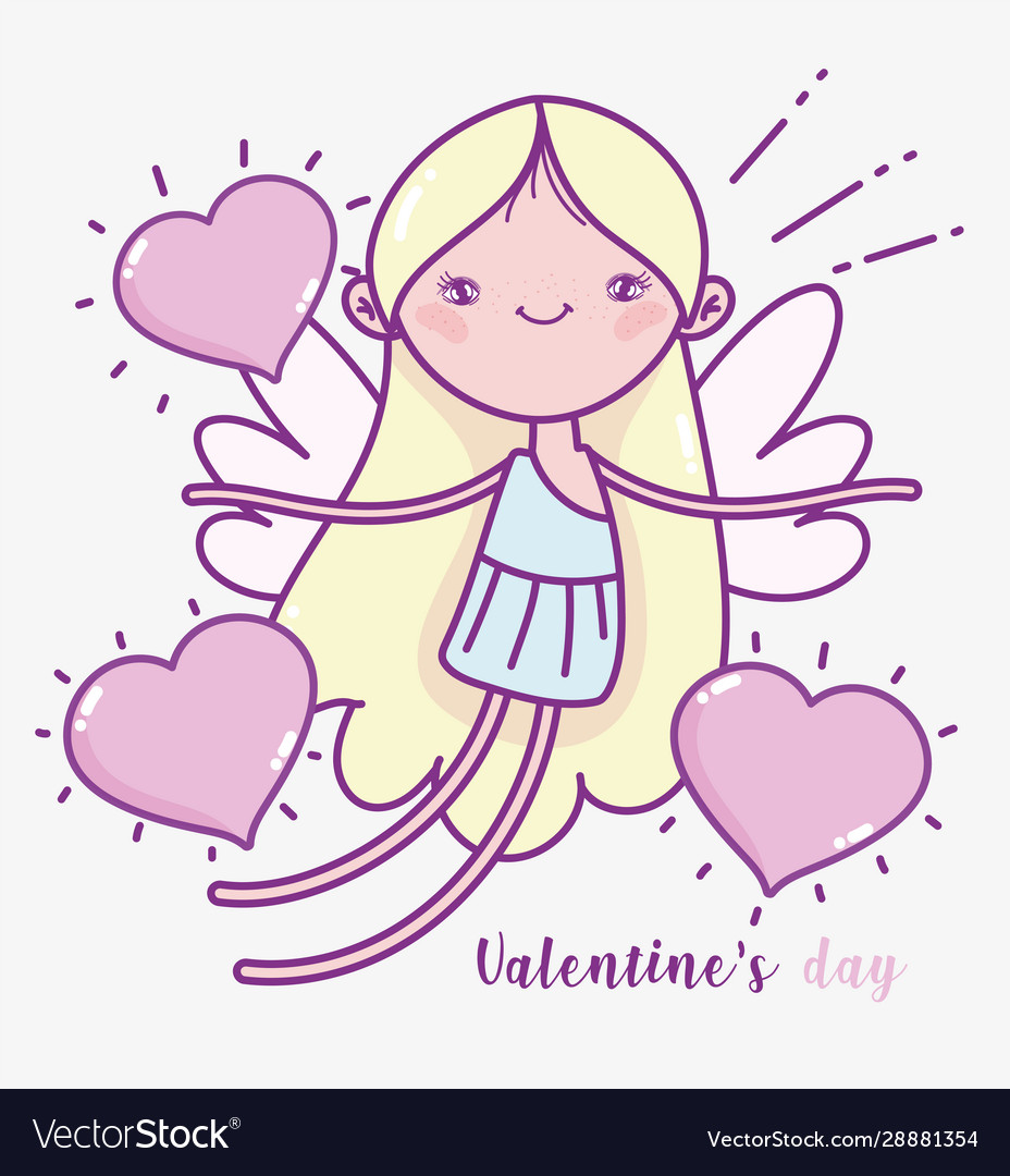Happy valentines day cute cupid hearts love Vector Image