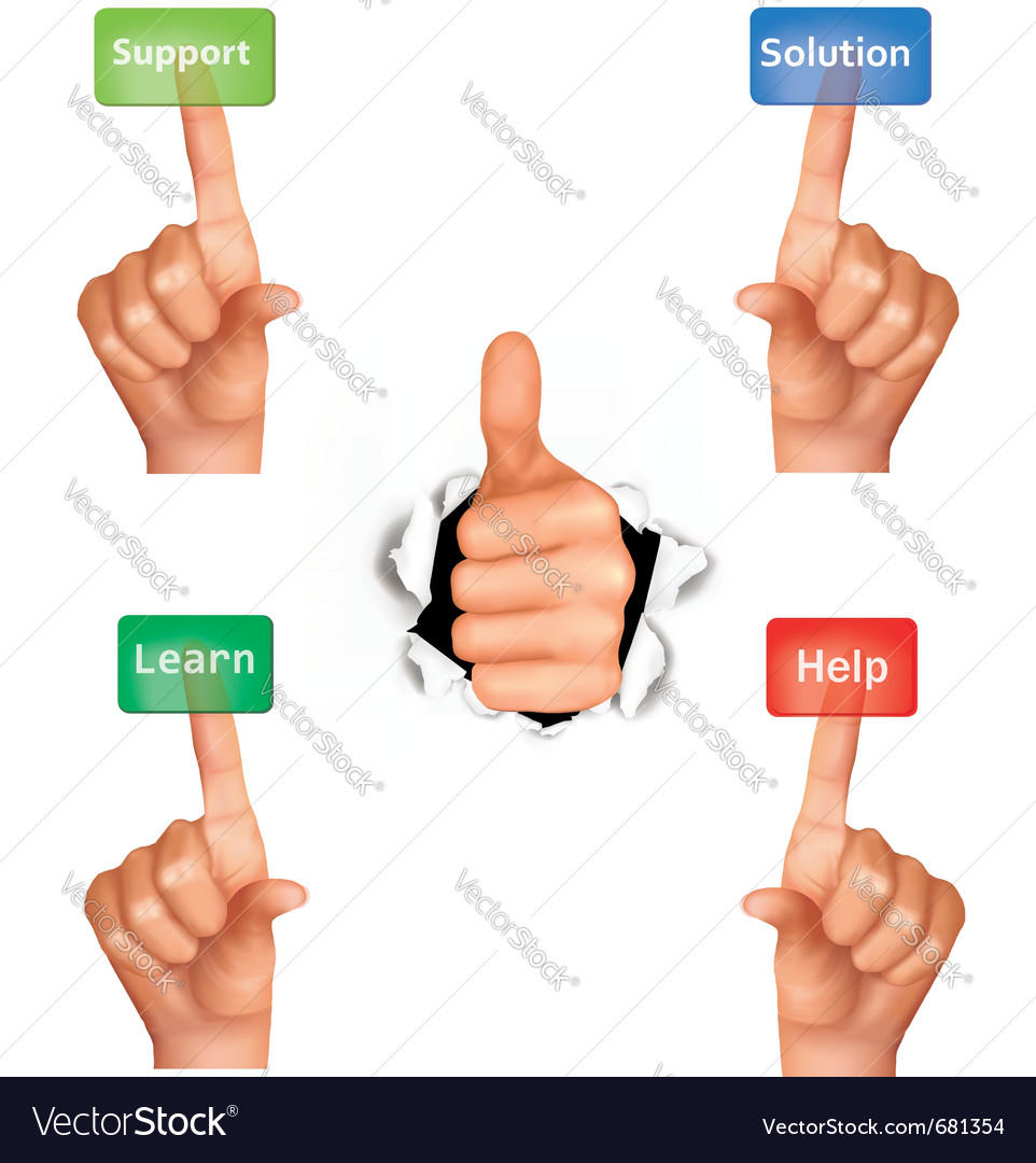 Set of hands pushing different buttons Royalty Free Vector Set of hands pushing different buttons Royalty Free Vector