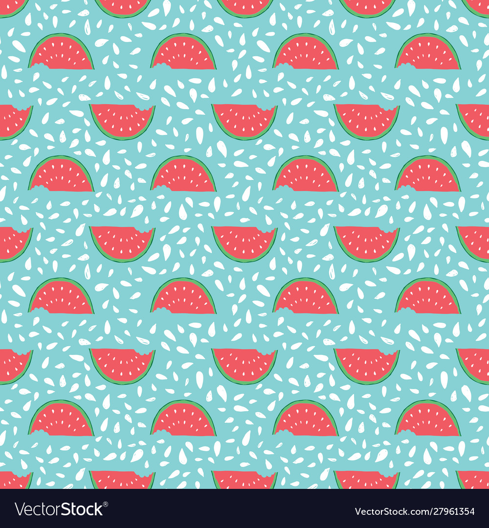 Watermelon Seamless Pattern Hand Drawn Royalty Free Vector
