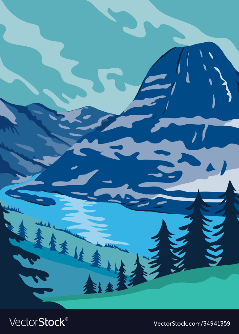 Glacier national park and kintla lake in montana Vector Image