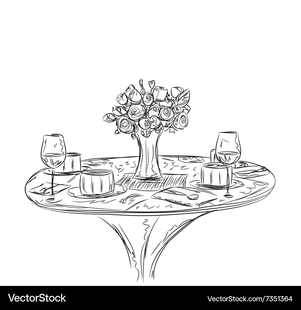 A romantic table for two Royalty Free Vector Image