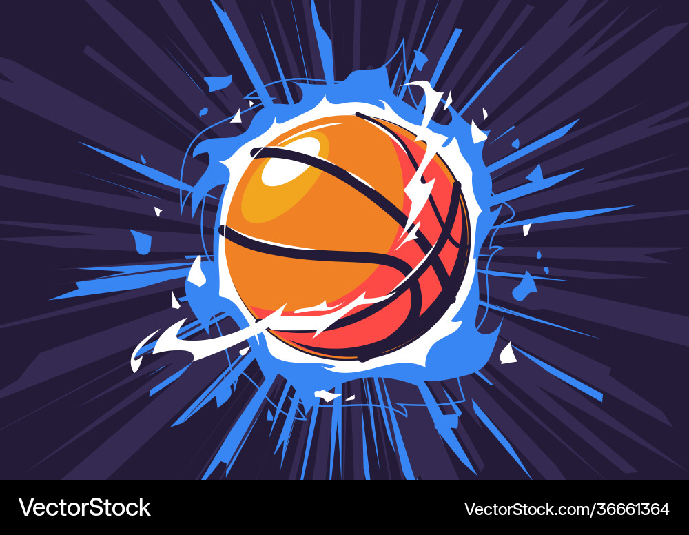 Basketball on fireenergy around Royalty Free Vector Image