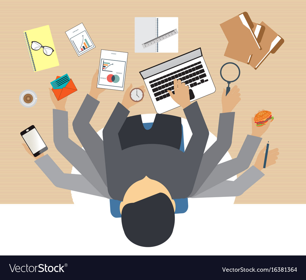 Busy business people working hard Royalty Free Vector Image Busy business people working hard Royalty Free Vector Image
