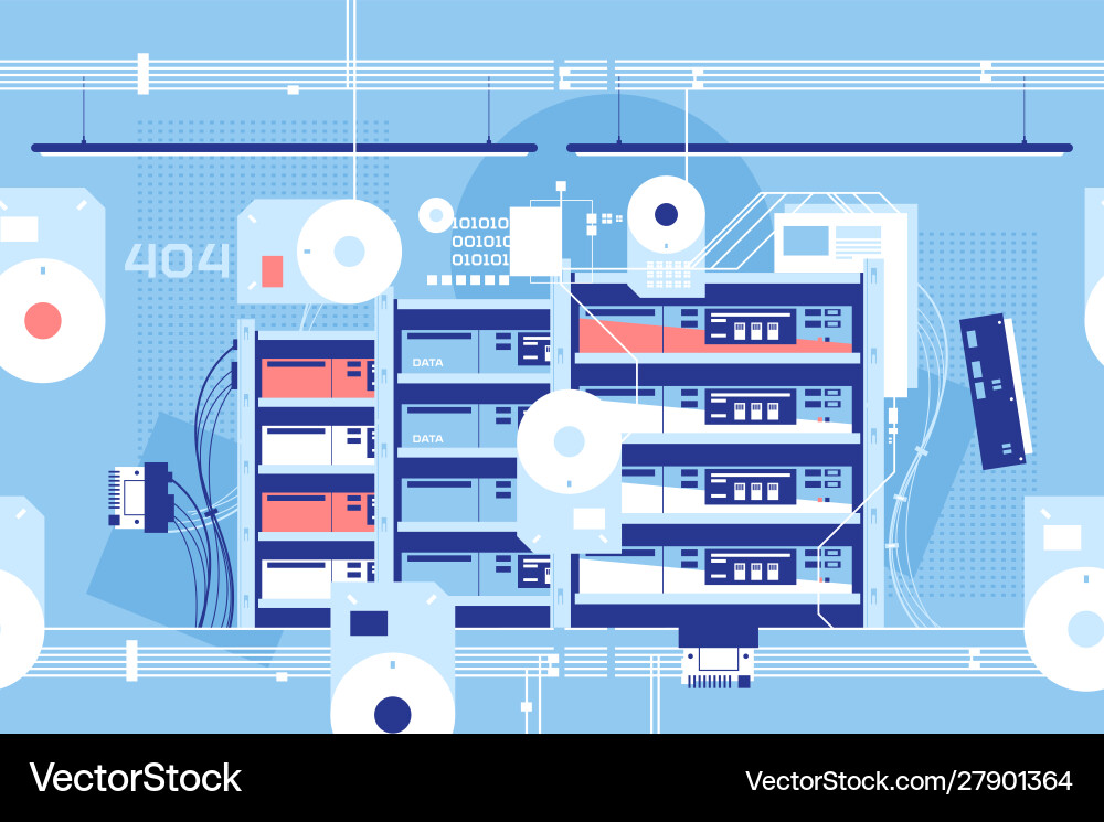 High technology server room with important data Vector Image