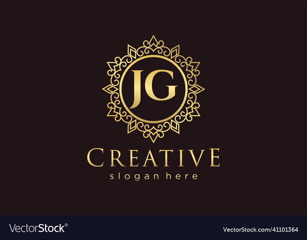 Jg initial letter luxury calligraphic feminine Vector Image