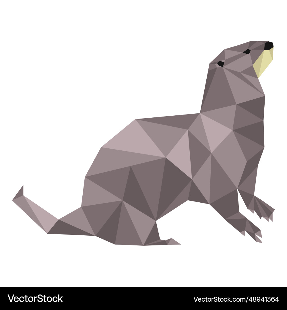 Otter muzzle tail low poly Royalty Free Vector Image
