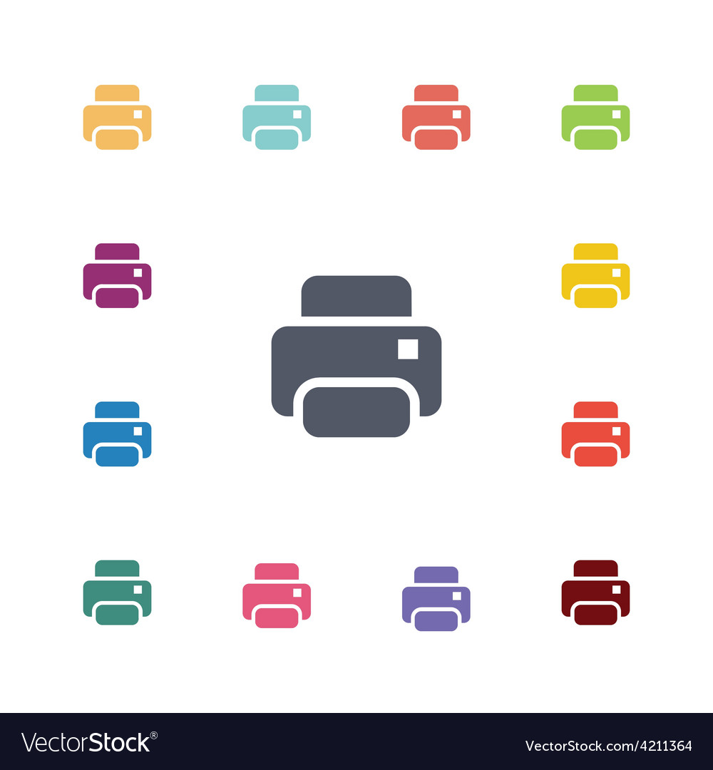 Printer flat icons set Royalty Free Vector Image